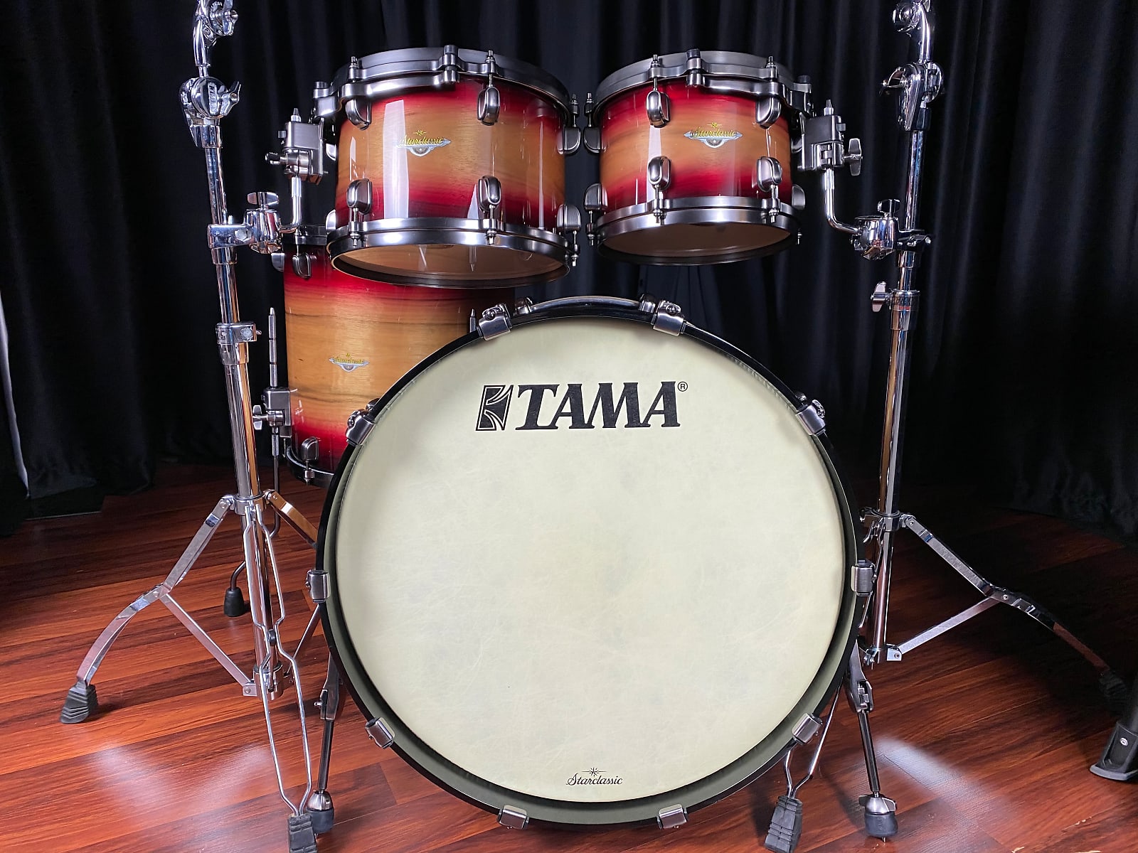 Tama Starclassic Maple Exotic Ruby Pacific Walnut Burst 4pc Drum Set ...